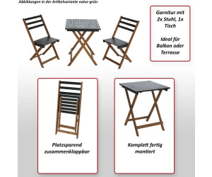 Heute Wohnen HWC-P71 Lounge-Set 2x Stuhl + Tisch, Akazienholz klappbar ...