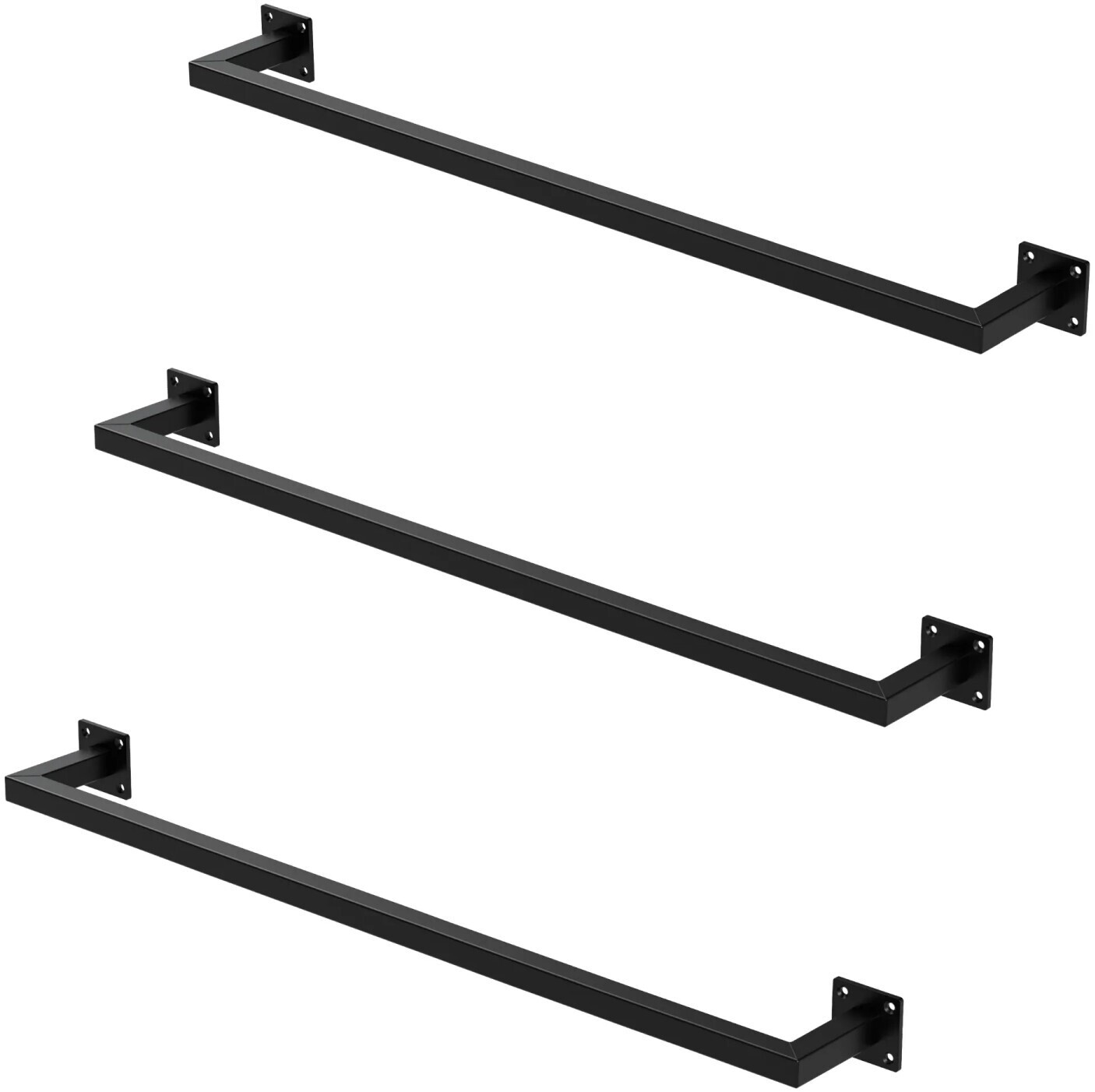 ML-Design Kleiderstange Wandmontage, Stahl, schwarz, 3er-Set (490011755 ...