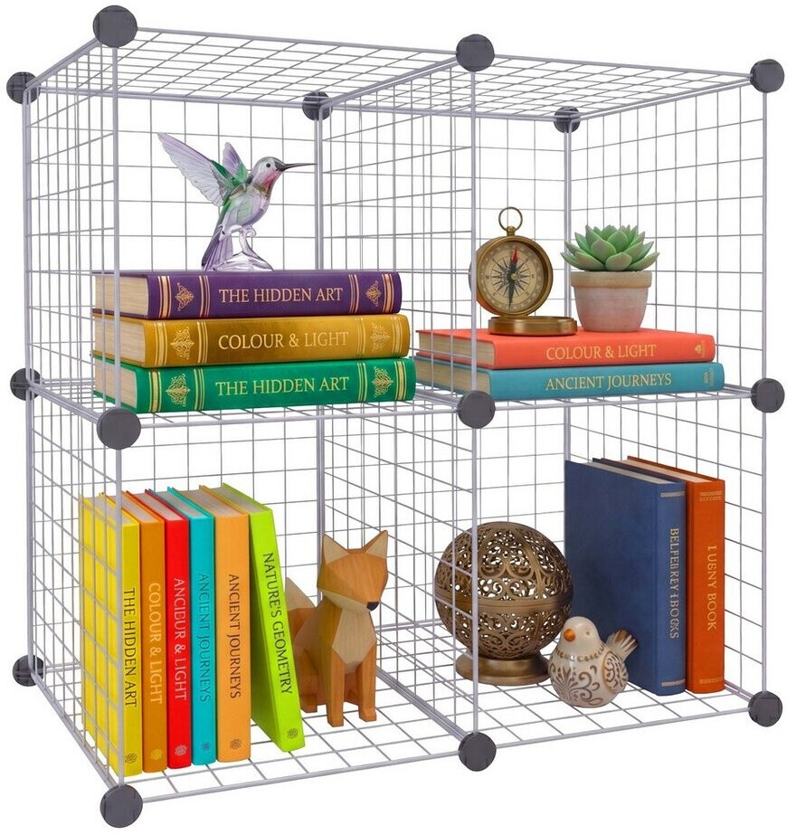 Relaxdays Würfelregal modular, 4 Cubes, Metall, silber, 75x37x75cm ab ...