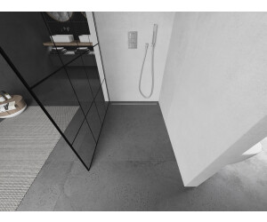 Mexen Kioto Walk-in Duschwand 140x200cm, schwarzes Gitter, 8mm, Chrom ...
