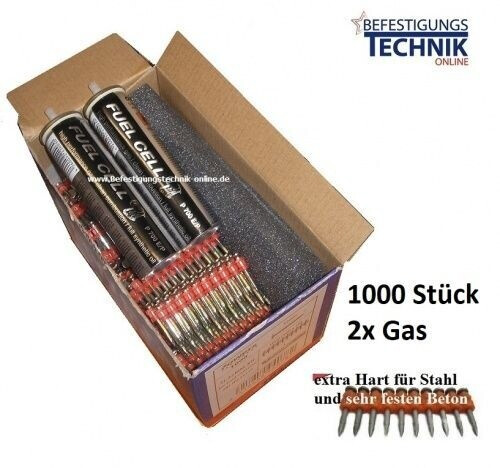 BeTeOn24 Stahl- und Betonnägel 3,0x19mm HC6 + 2x Gas für Spit Pulsa 700 ...