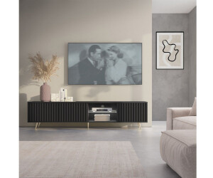 Selsey Bello TV-Lowboard 175cm mit LED-Beleuchtung, Lamellen, goldene ...