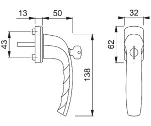Hoppe Fenstergriff NY 0810SVS/U10 Aluminium F1 35mm abschließbar ...