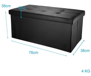 Intirilife Faltbare Sitzbank 78x38x38cm, Kunstleder, schwarz, mit ...