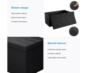 Intirilife Faltbare Sitzbank 78x38x38cm, Kunstleder, schwarz, mit ...