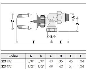Caleffi Valvola termostatica reversa per tubo in ferro 3/8" (224302) a ...