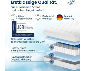 AM Qualitätsmatratzen Matelas à ressorts ensachés 7 zones H3, 100x200cm ...