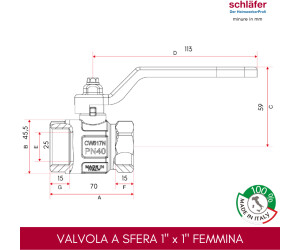 Schläfer Kugelhahn 1" Innengewinde DN25 Messing roter Hebel (0933034 ...