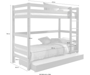 Vipack Pino Etagenbett Massivkiefer, grau, mit Bettschublade ...