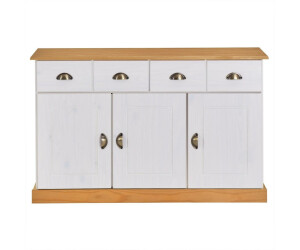 Idimex Paris Anrichte Kiefer massiv, weiß/braun, 3 Türen, 2 Schubladen ...