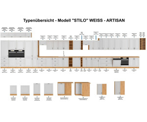 Küchenpreis-Bombe Stilo Küchenzeile weiß + Eiche Artisan 230 + 120cm ab ...