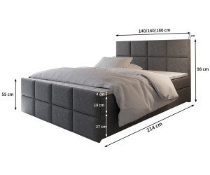 Masseno Ariel Boxspringbett 160x200cm mit Bonell-Matratze und Topper ...