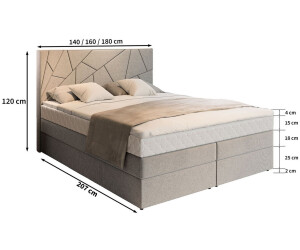 Masseno TRANI Boxspringbett 140x200cm mit Bonell-Matratze und Topper ...
