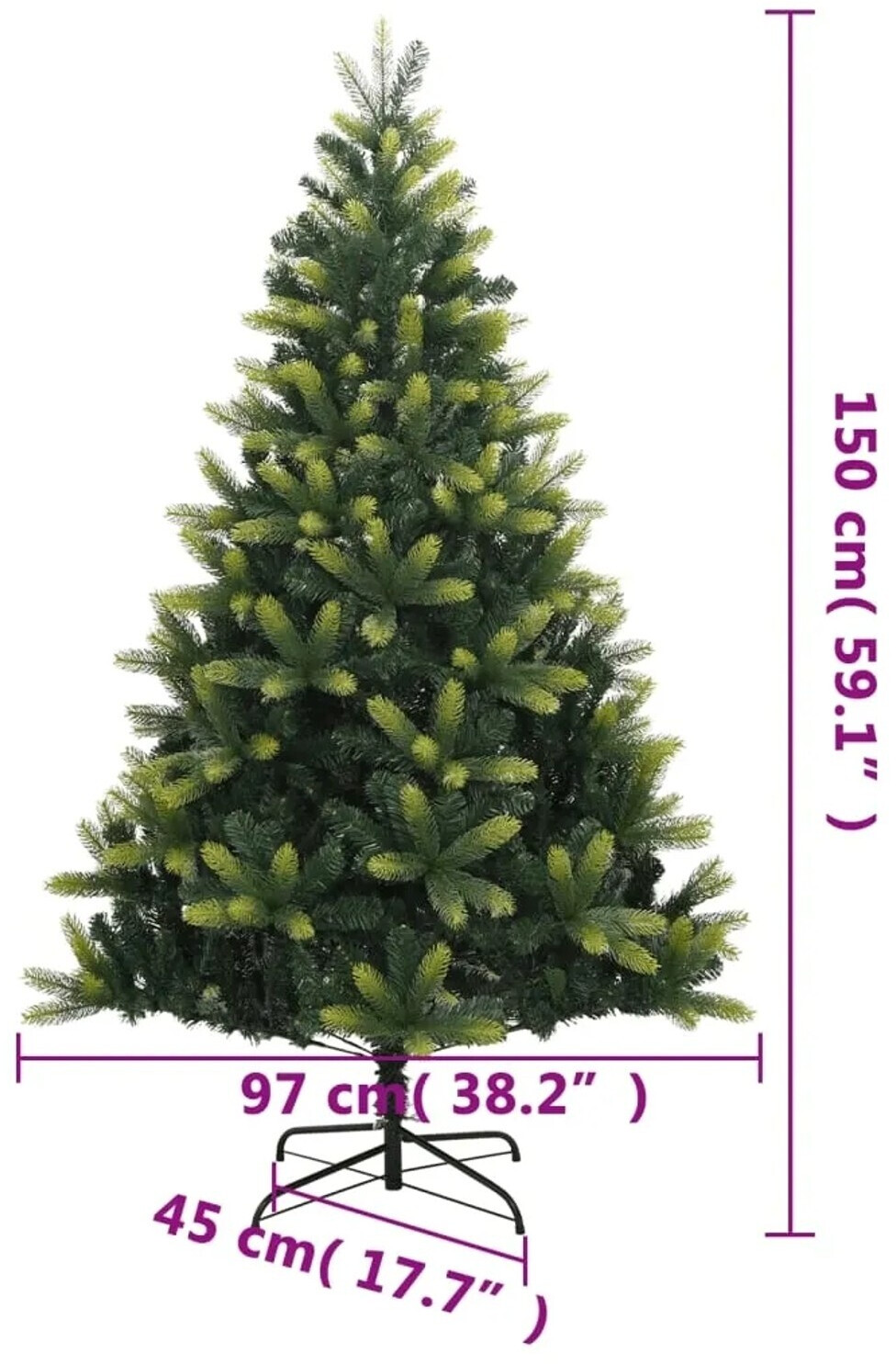 vidaXL Künstlicher Weihnachtsbaum klappbar mit Ständer 150cm (356761 ...