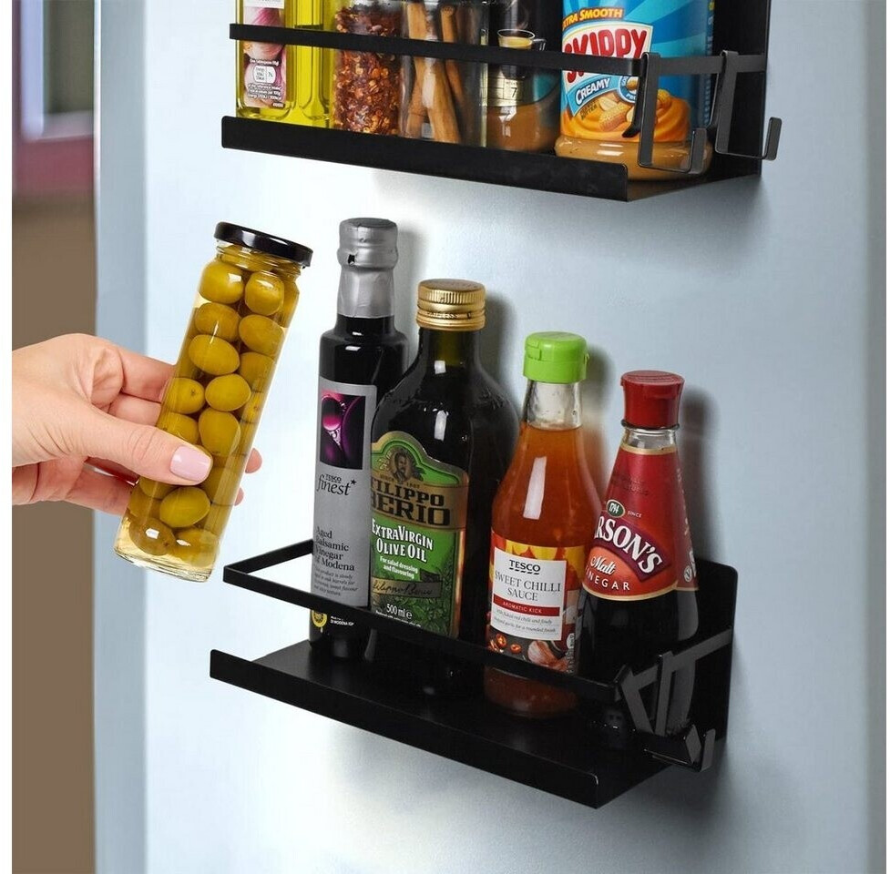 Joeji's Kitchen Magnetisches Gewürzregal 2er-Set mit 4 Haken, schwarz ...