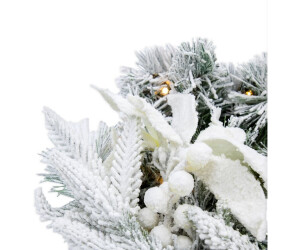 Spetebo Weihnachtsgirlande mit Schnee und Blumen, warm weiß, 274cm, 50 ...