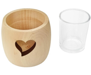 Erst-Holz Zirben Teelichthalter mit Glas und Ausschnitt (V-40.10-001 ...