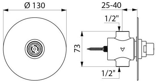 Delabie TEMPOSTOP Urinal-Spülarmatur G1/2 Unterputz 7 Sek., mit Rosette ...