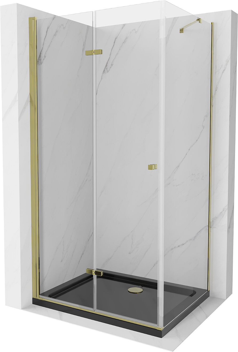 Mexen Lima Falt-Duschkabine 100x80cm, transparent, gold + Duschwanne ...