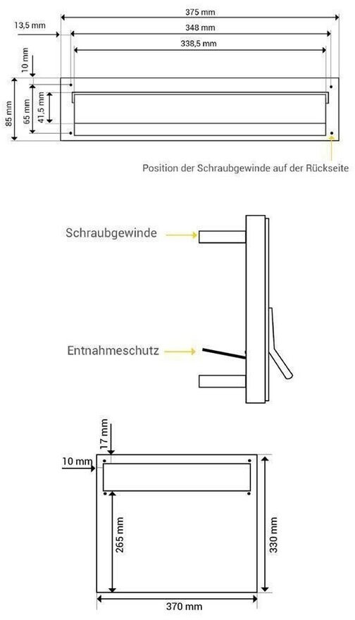 DOLS A-050 Durchwurfbriefkasten für Zaun und Tor, V2A-Edelstahl, Tiefe ...