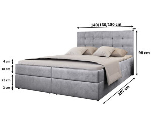 Masseno Boxspringbett GLOS M 140x200cm mit Bettkasten, Bonell-Matratze ...