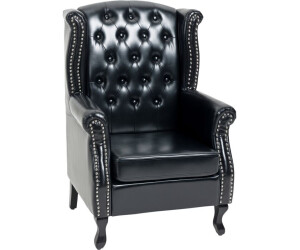 Buy HomCom Chesterfield Wing Back Armchair Tufted, Faux Leather, black ...