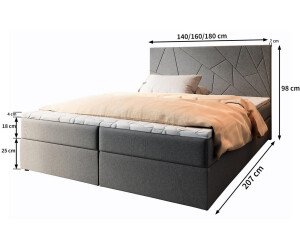 Masseno MADO Boxspringbett 140x200cm mit Bonell-Matratze und Topper ...