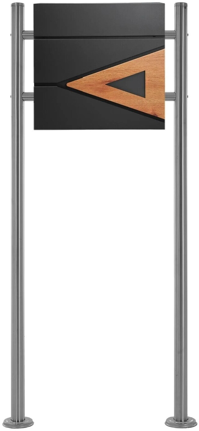 ML-Design Standbriefkasten mit Zeitungsfach, Stahl, Holzoptik ...
