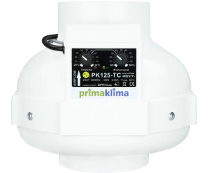 Prima Klima PK125-TC Rohrventilator 400m³/h, 125mm, Temperatursteuerung ...
