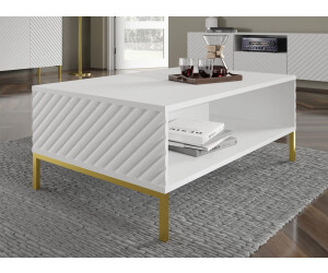 Bim Furniture SURF Couchtisch 90x60cm, weiß matt, MDF gefräst, goldene ...