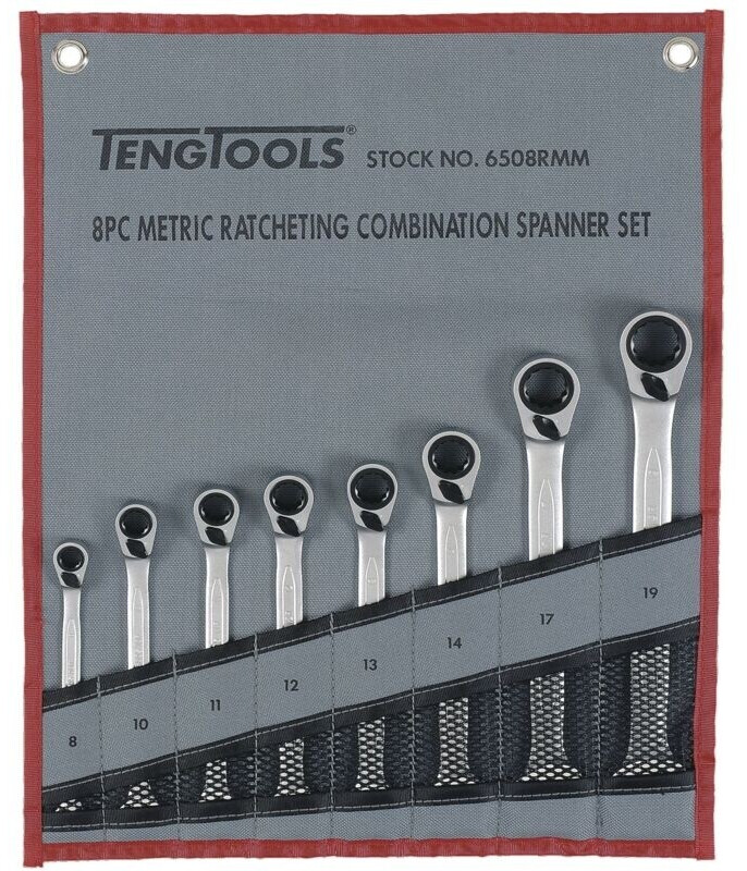 Teng Tools Umschaltknarre Kombischlüssel-Set, 8-teilig, 8-19mm (6508RMM ...