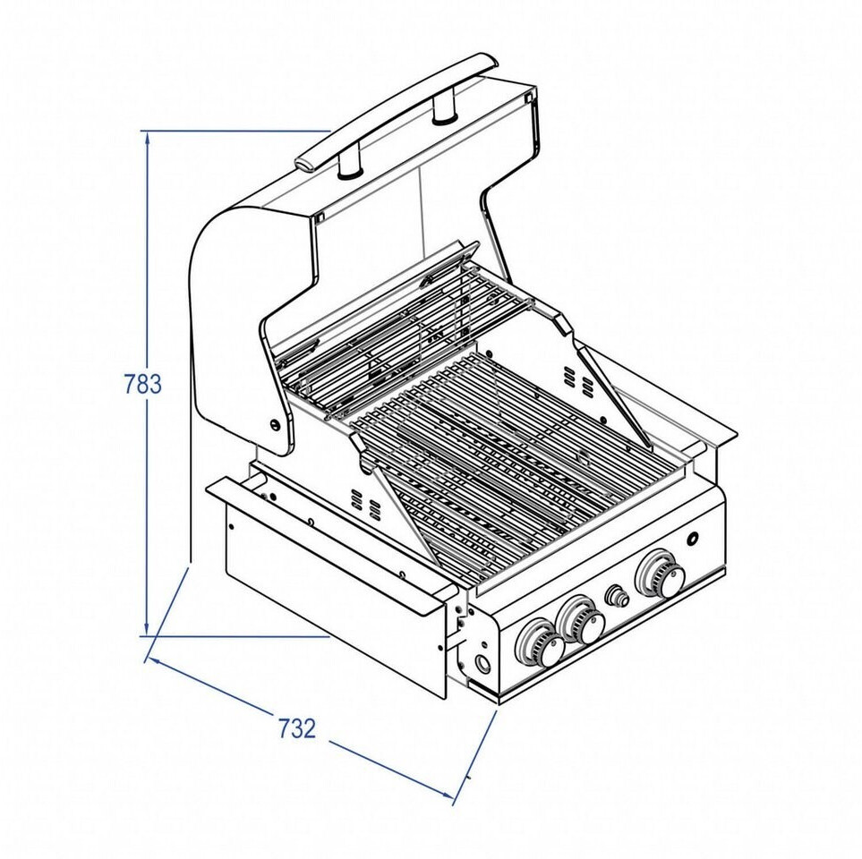 Paella World Chef S Einbau-Gasgrill Edelstahl, 2 Brenner, Air System ...