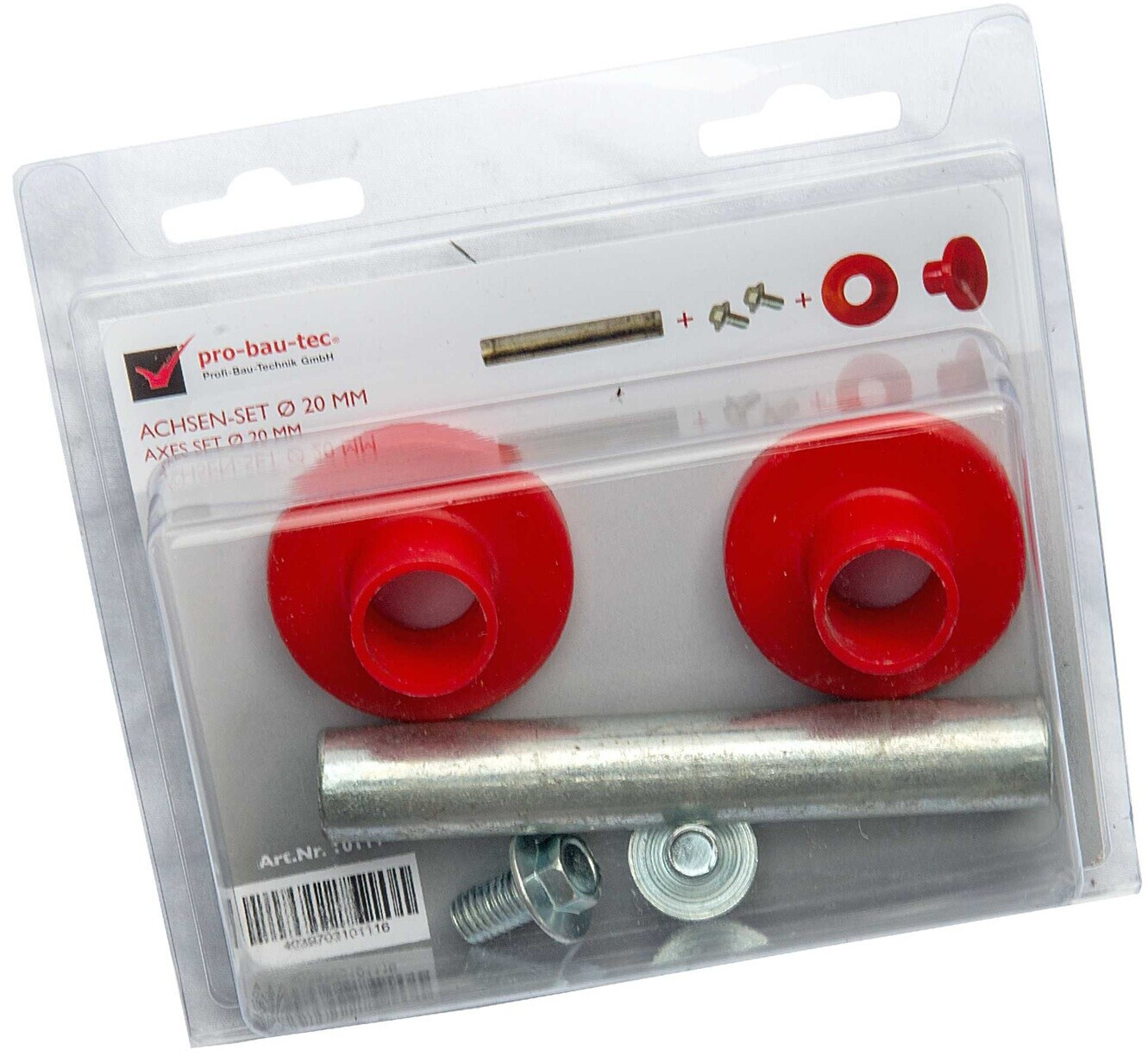 pro-bau-tec Achse Ø20mm x 128mm für Schubkarrenräder, Nabe 75mm (10111 ...