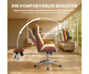 CLP Varel Ergonomischer Bürostuhl mit Armlehnen, höhenverstellbar, Nuss ...