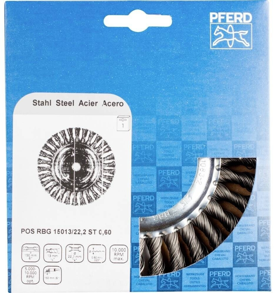 Pferd Rundbürste gezopft RBG Ø150x13mm Stahl-Draht Ø0,60mm (43309015 ...