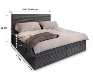 Masseno Pisa Boxspringbett 180x200cm mit Bonell-Matratze und Topper ...