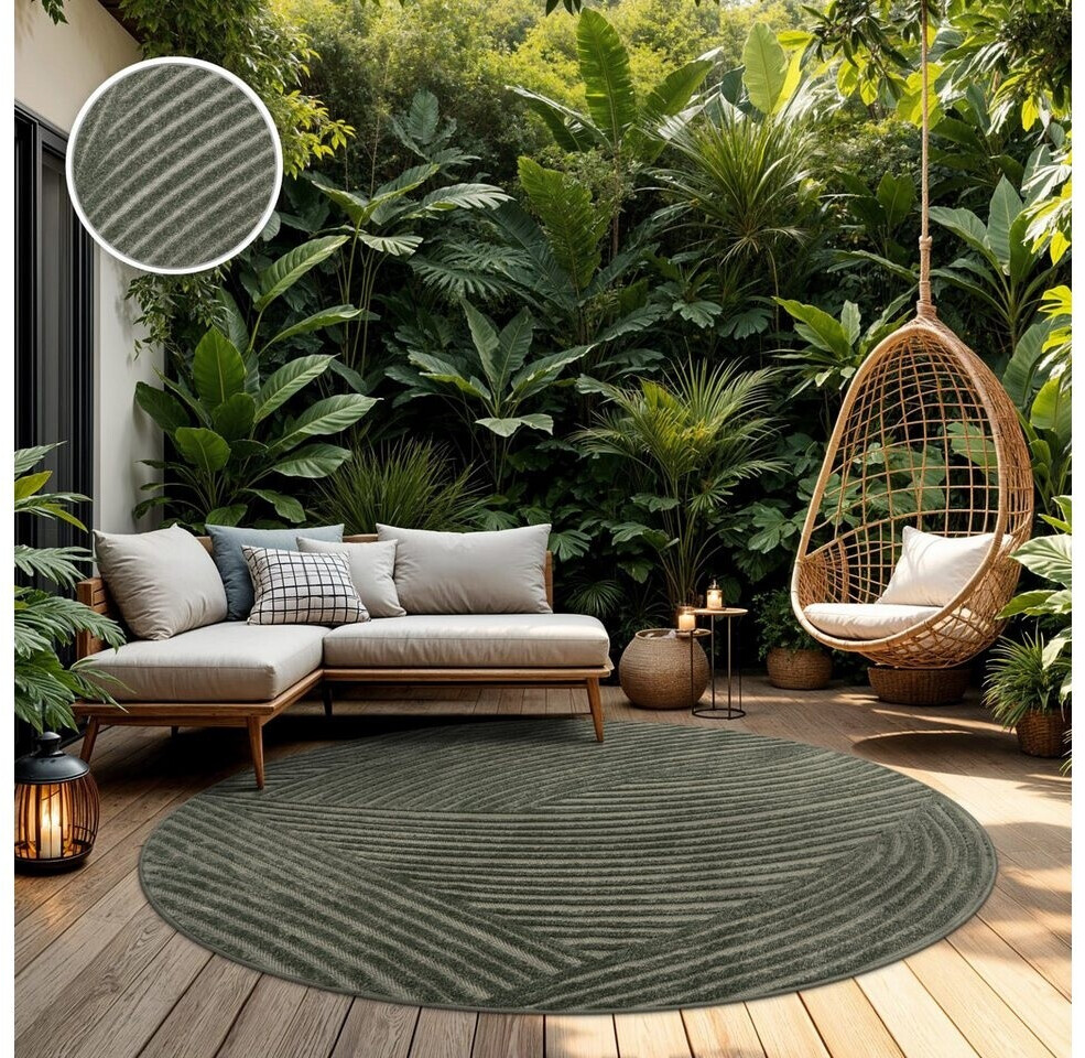 TT Home In- & Outdoor-Teppich rund, Boho-Skandi, geometrisch ...