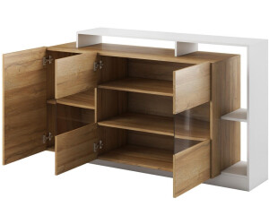 Masseno ALBINA Sideboard 3 Türen, eichefarben/weiß, 155x94x44cm (ALVA D ...
