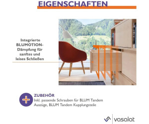 Vasalat Tandem Plus Blumotion Vollauszug 270mm mit Kupplung, 6 ...