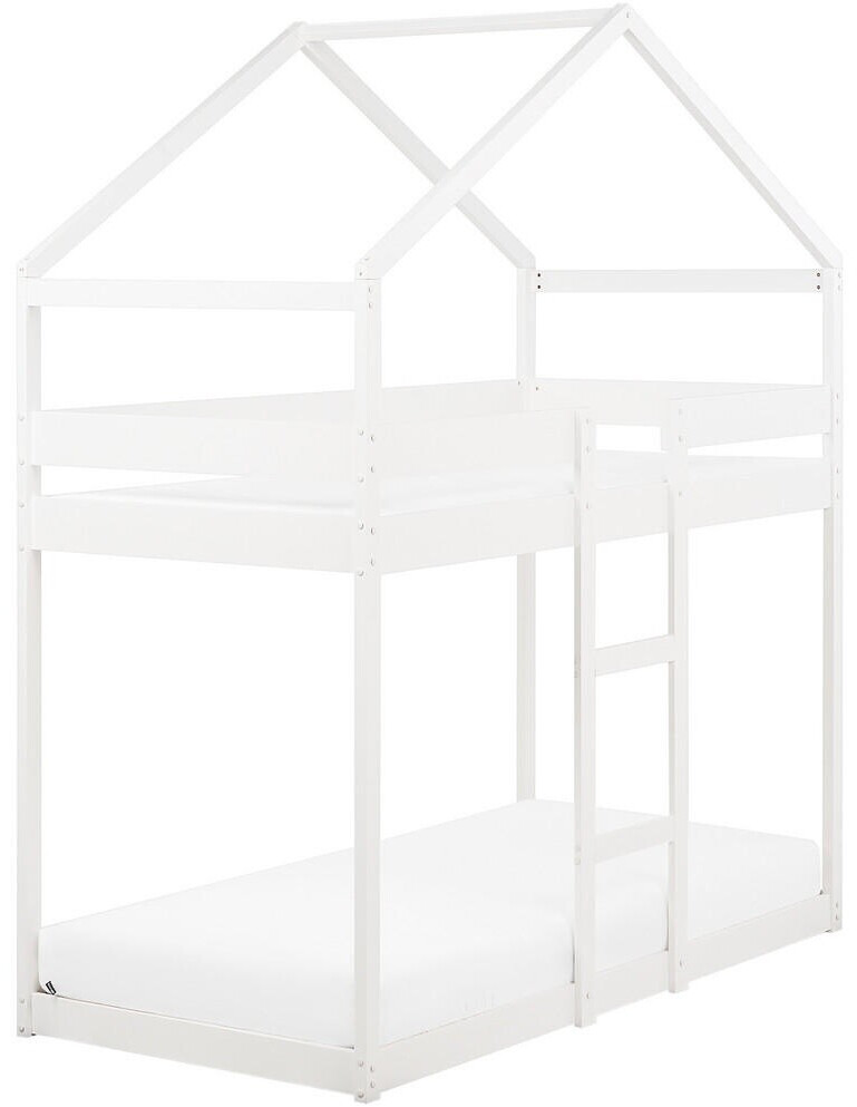 Beliani Labatut Hausbett Etagenbett Kiefernholz 90x200cm weiß (467758 ...
