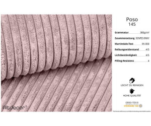 ALTDECOR Alesia-L Ecksofa mit Schlaffunktion und Bettkasten, Cord, rosa ...