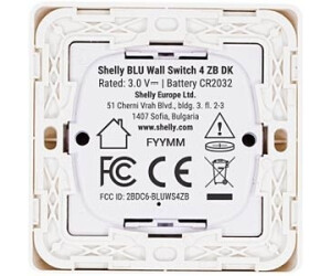 Shelly BLU Wall Switch 4 ZB DK, 4-fach, Bluetooth, Zigbee (BWS4ZBDKW ...