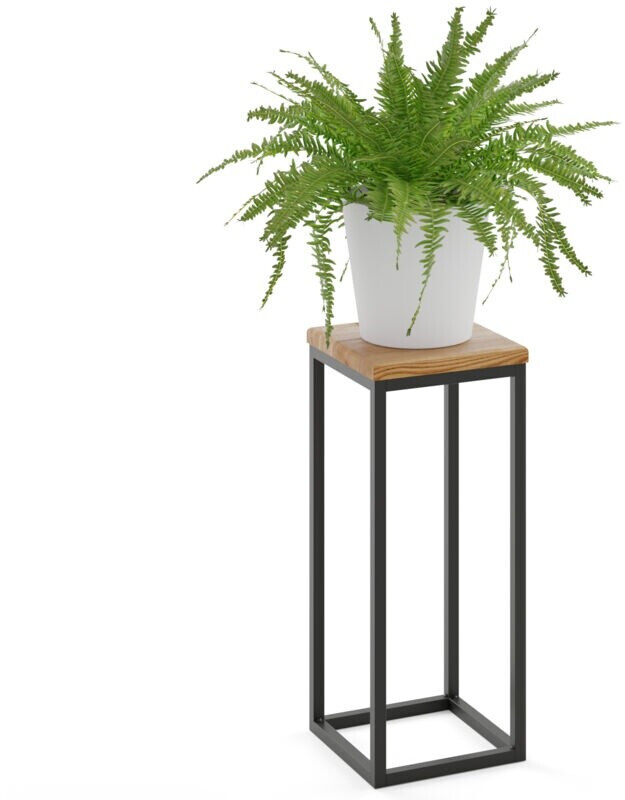 LAMO Manufaktur Blumenständer Metall schwarz, Holz rustikal, 50cm ...