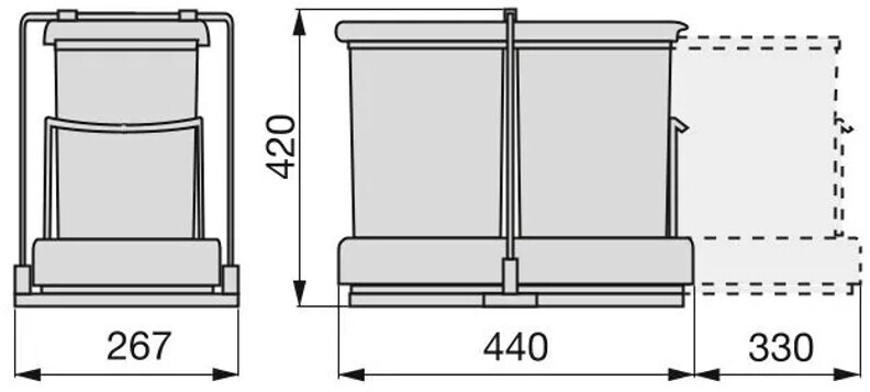 Emuca Poubelle coulissante automatique 2x14L, plastique (8077221) au ...