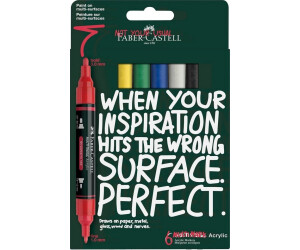 Faber-Castell Multimark Acryl Dual Marker, 6er-Set Grundfarben ...