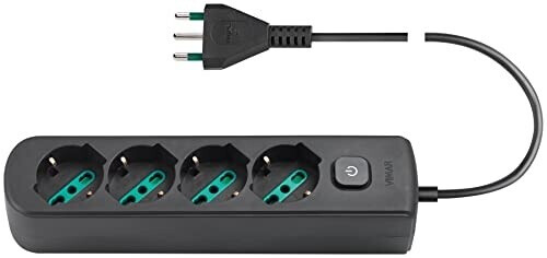 Vimar Steckdosenleiste SICURY mit Schalter, 4-fach, 1,5m Kabel, 16A ...