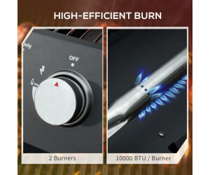 Buy Outsunny Portable Tabletop Gas BBQ Grill, 2 Burners, 5.8kW, black ...