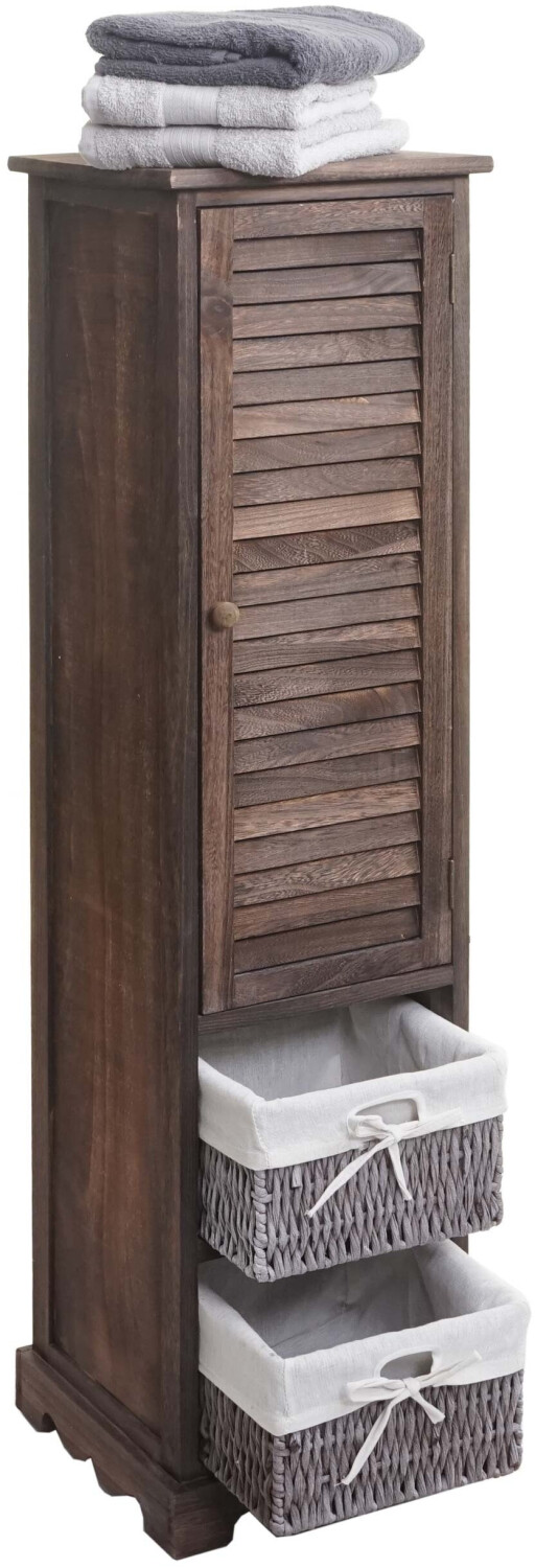 Mendler HWC-H20 Colonne de Salle de Bain Bois Massif shabby marron ...