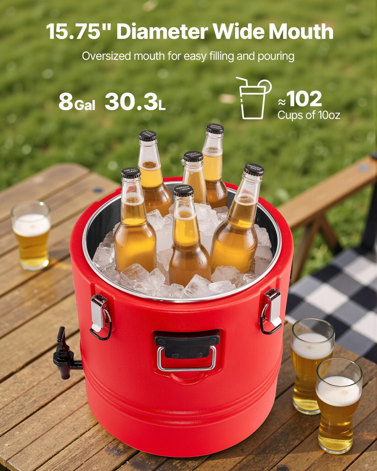 VEVOR Distributeur de Boissons Isotherme 30L Inox, Chaud et Froid (WNS ...