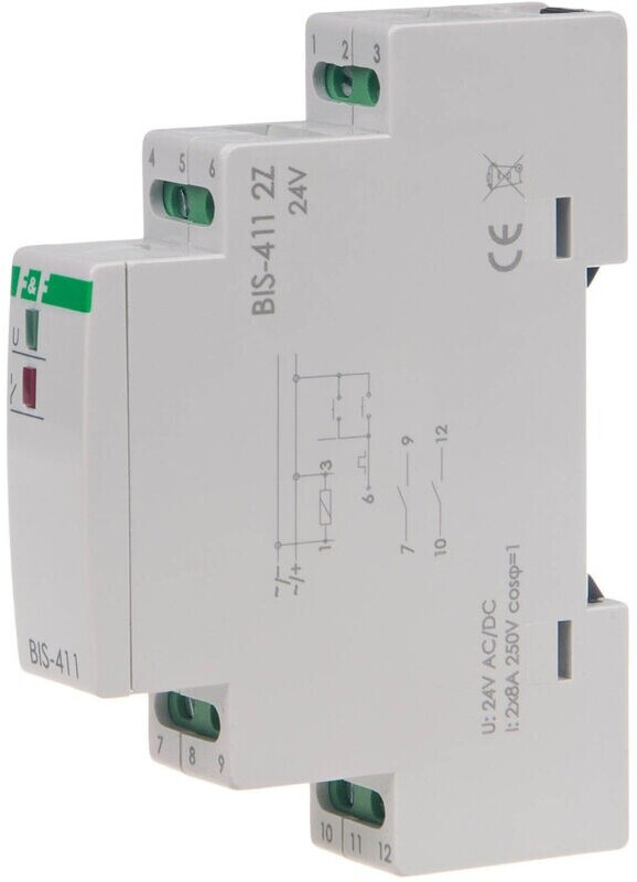F&F BIS-411 Relais d'impulsion bistable 16A 2NO 24V AC/DC (BIS-411-2Z ...